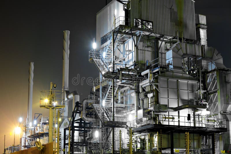 Industrial Complex at Night Stock Photo - Image of industrial ...