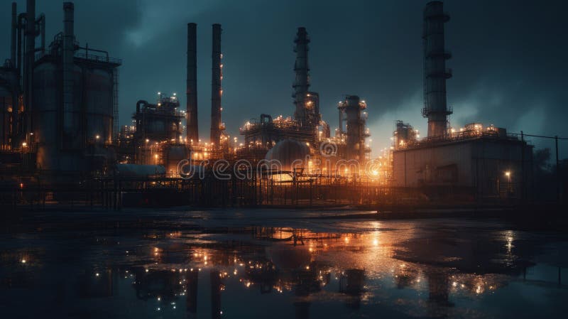 Industrial Complex and Oil Refinery with Smokestacks. Al Generated ... Industrial Complex and Oil Refinery with Smokestacks. Al Generated ...