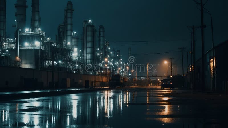 Industrial Complex and Oil Refinery with Smokestacks. Al Generated ... Industrial Complex and Oil Refinery with Smokestacks. Al Generated ...