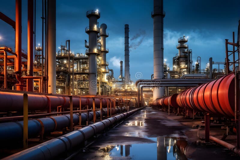 Industrial Complex of Petrochemical Gas and Oil Processing Facilities ...