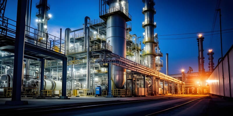 Industrial Complex of Petrochemical Gas and Oil Processing Facilities ...