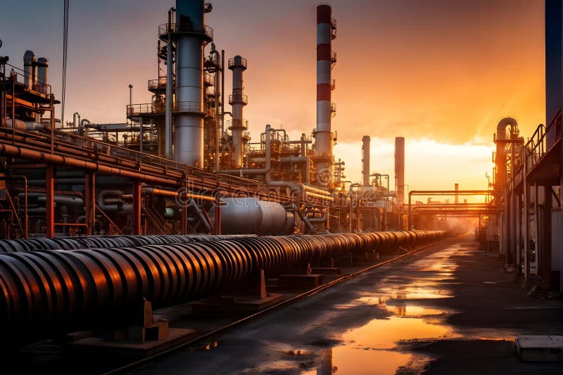 Industrial Complex of Petrochemical Gas and Oil Processing Facilities ...