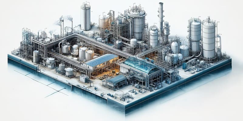 Industrial Complex Showcasing Various Processing Units and Storage ...