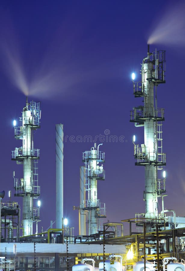 Industrial Complex at Night Stock Photo - Image of industrial ...