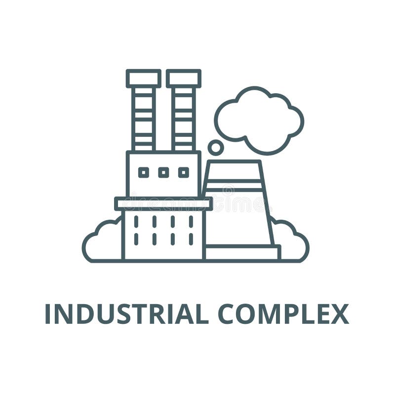 Industrial Complex Vector Line Icon, Linear Concept, Outline Sign ...