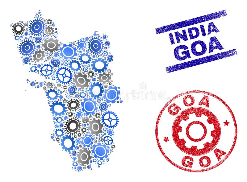 Industrial Composition Vector Goa State Map and Grunge Stamps Stock ...