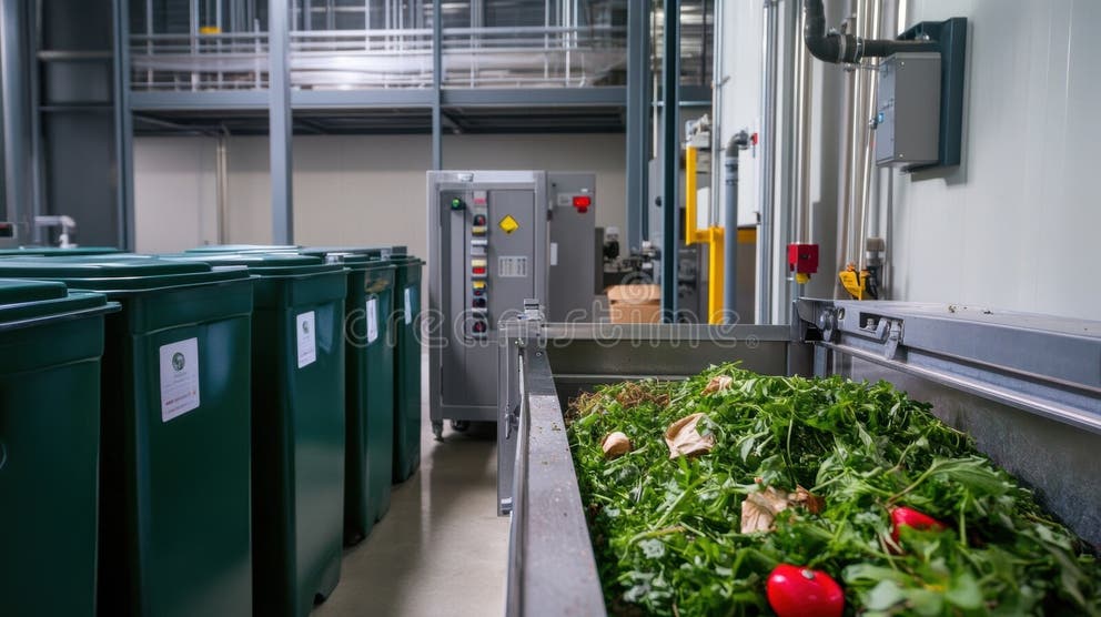 Industrial Composting System Processing Organic Waste in Facility Stock ...