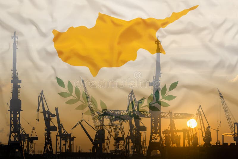 Industrial Concept with Cyprus Flag at Sunset Stock Photo - Image of ...