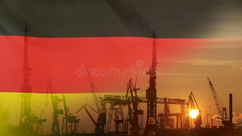 Industrial Concept with Germany Flag at Sunset Stock Video - Video of ...