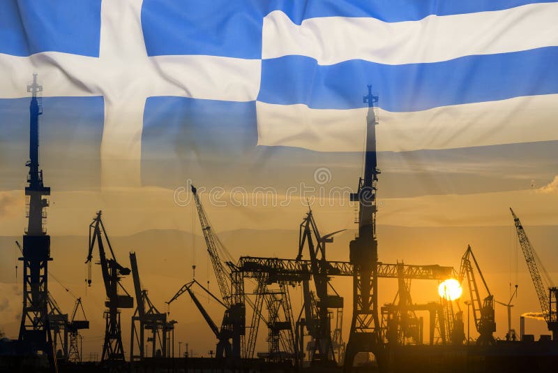 Industrial Concept with Greece Flag at Sunset Stock Image - Image of ...