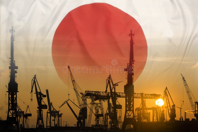 Industrial Concept with Japan Flag at Sunset Stock Image - Image of ...