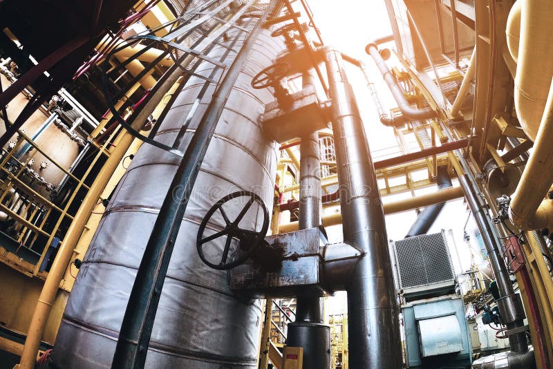 Industrial Concept at Offshore Platform Industry Zone Show Piping ...