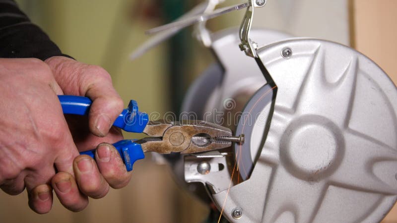 Industrial Concept. a Worker Making Notches on a Stock Photo - Image of ...