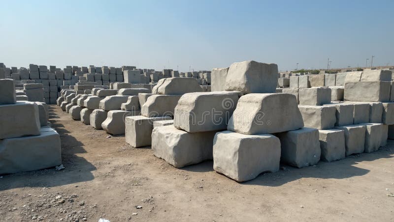 Industrial Concrete Blocks Stored Outside for Construction Projects ...