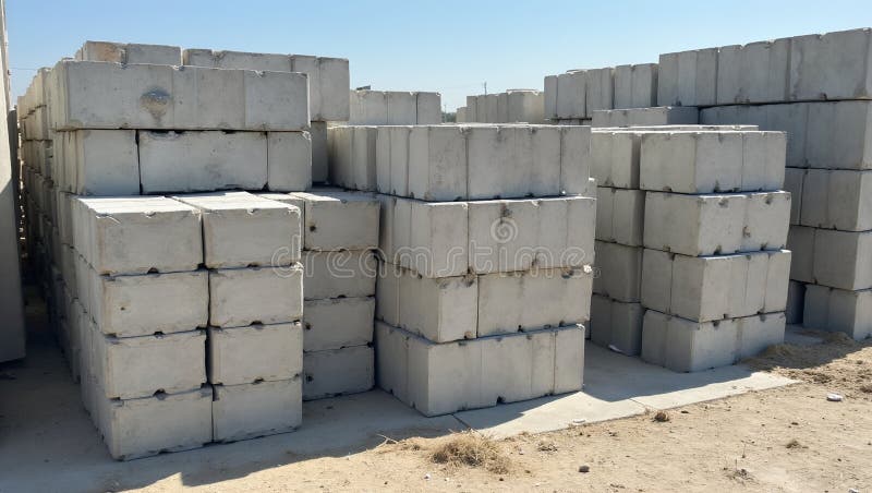 Industrial Concrete Blocks Stored Outside for Construction Projects ...