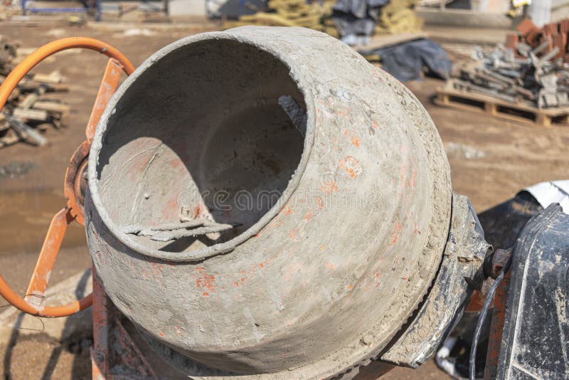 Industrial Concrete Mixer at a Construction Site. Preparation of ...