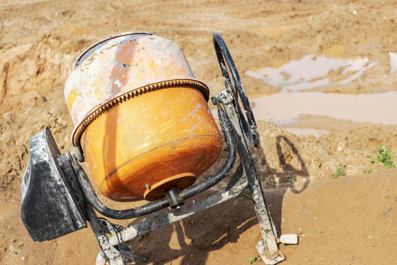 Industrial Concrete Mixer at a Construction Site. Preparation of ...
