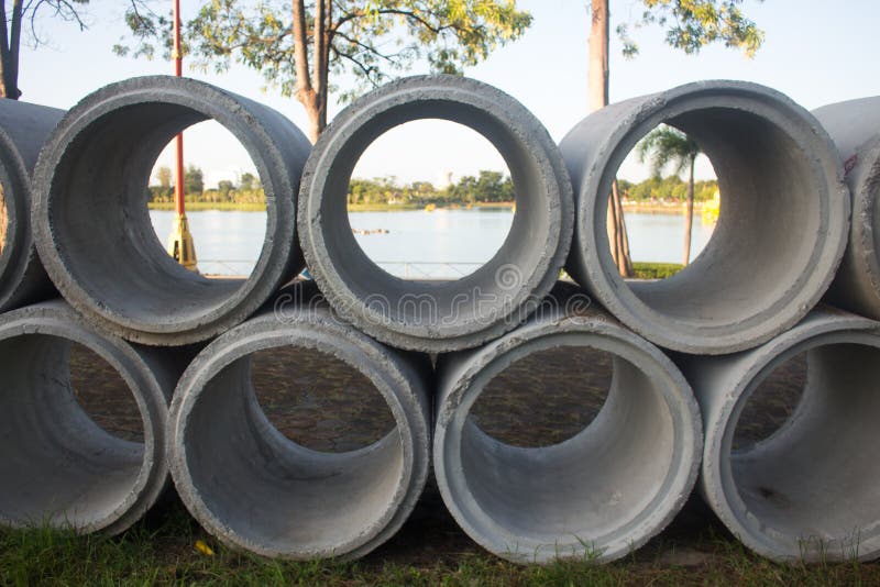 Industrial Concrete Pipe for Building Construction Stock Photo - Image ...