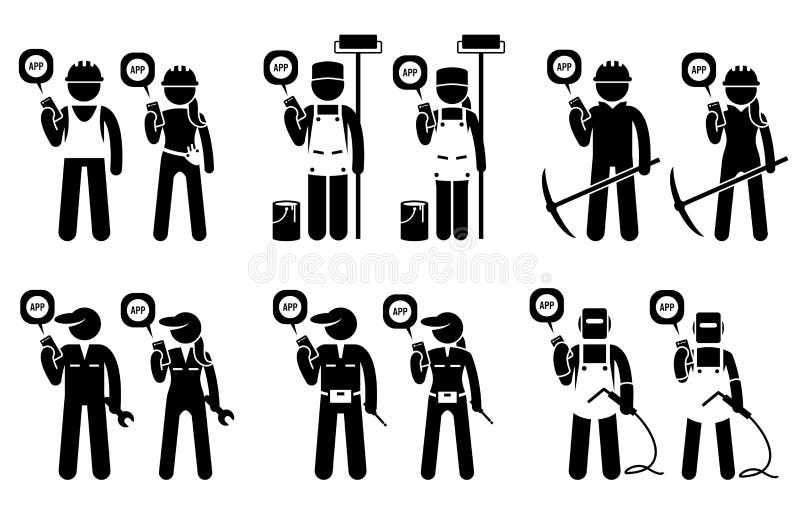 Construction Worker Job Pictogram Stock Vector - Illustration of ...