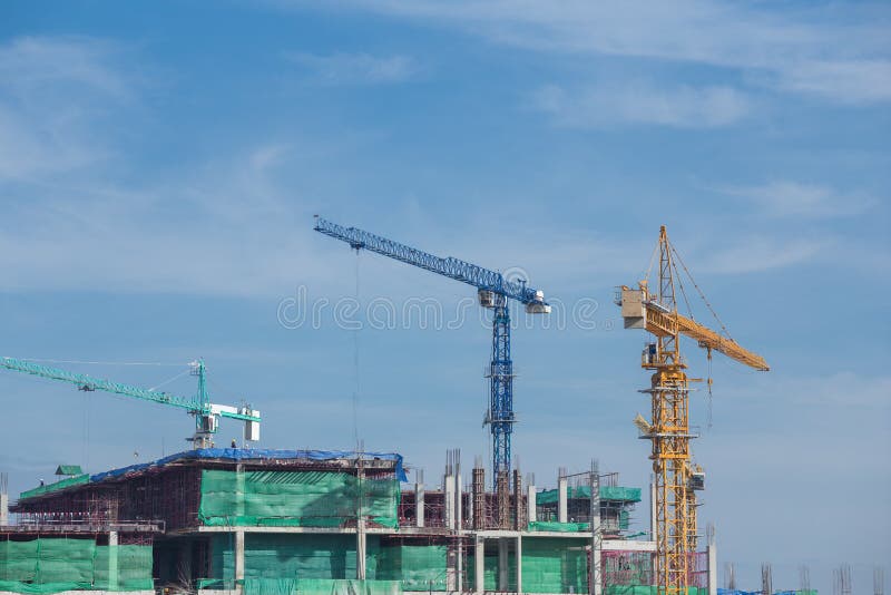 Industrial Construction Crane with Blue Sky Stock Image - Image of ...