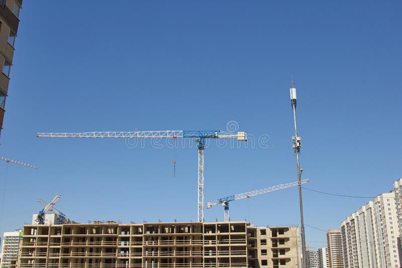 Industrial Construction Cranes the Construction of an Building Stock ...