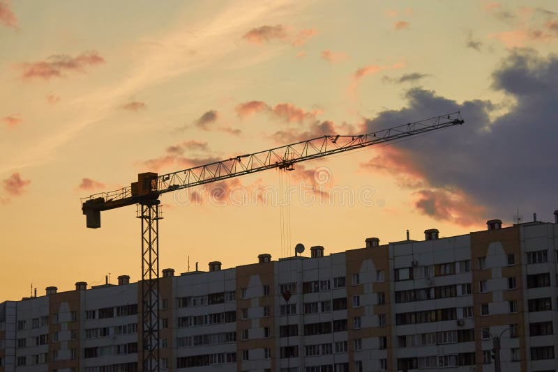 Industrial Construction Cranes the Construction of an Building Stock ...