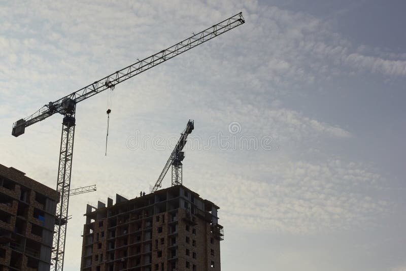 Industrial Construction Cranes the Construction of an Building Stock ...