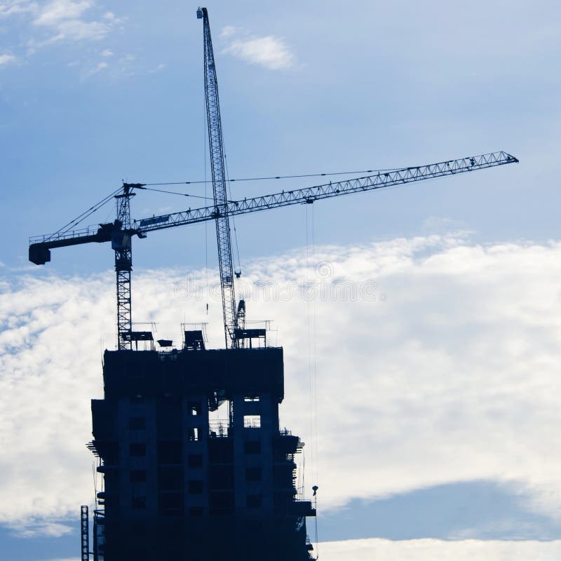 Industrial Construction Cranes and Building Stock Image - Image of ...