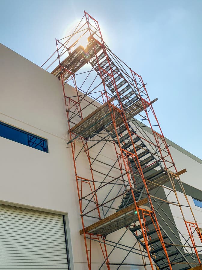 Industrial Construction Scaffolding and Ladder Along Building Stock ...