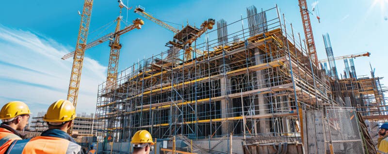 Industrial Construction Site with Cranes Stock Illustration - Illustration of crane, equipment ...