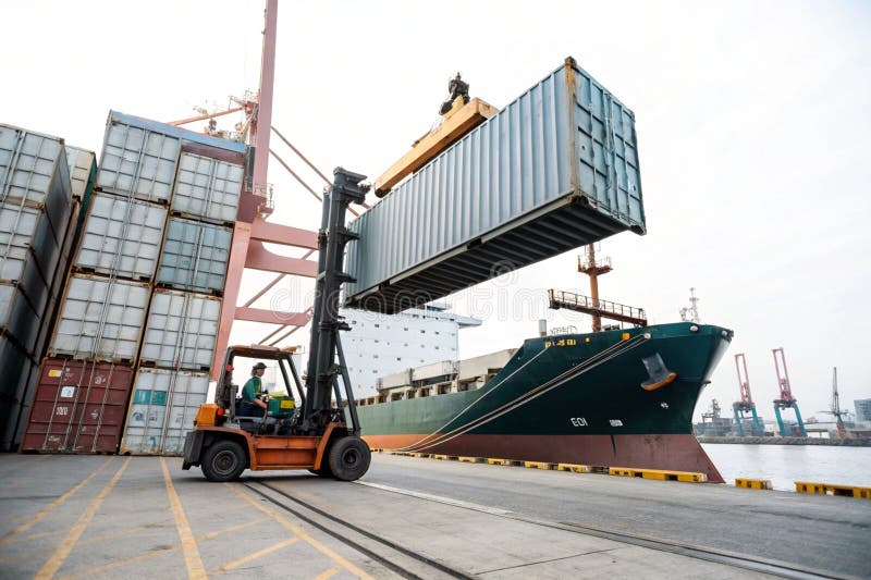 Container Cargo Ship Loading Stock Illustrations – 24,571 Container ...