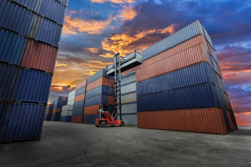 Industrial Container Yard for Logistic Stock Image - Image of customs ...