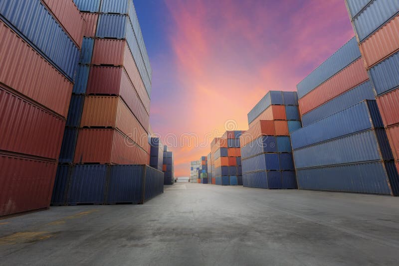 Container yard stock image. Image of harbor, export, distribution ...