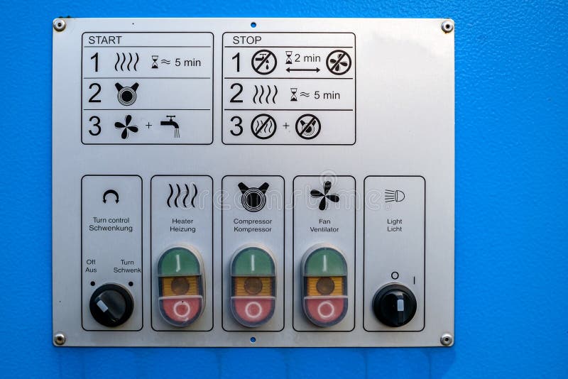 Industrial Control Panel Buttons and Lights Stock Photo - Image of ...