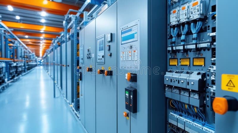 Industrial Control Panel with Circuit Breakers and Switches in a Server ...