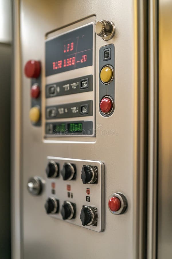 Control Panel Showing Temperature and Pressure Gauges with Buttons and ...