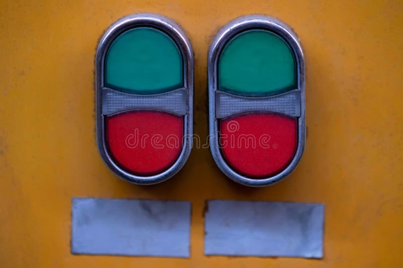 Industrial Control Panel at Factory with Yellow and Red Buttons Stock ...