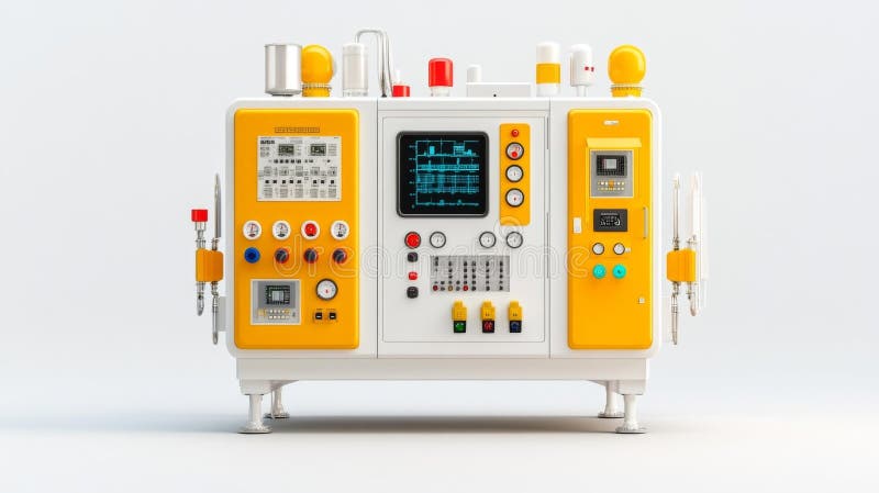 Industrial Control Panel with Multiple Buttons and Display Screens ...