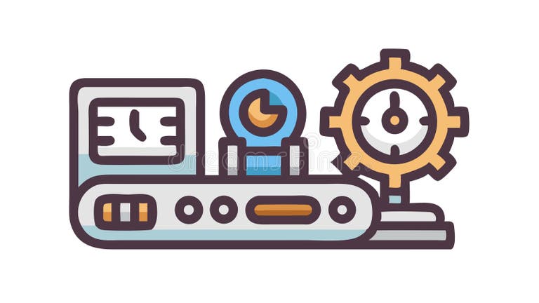 Industrial Control Panel with Gears and Buttons, Automation, Vector ...