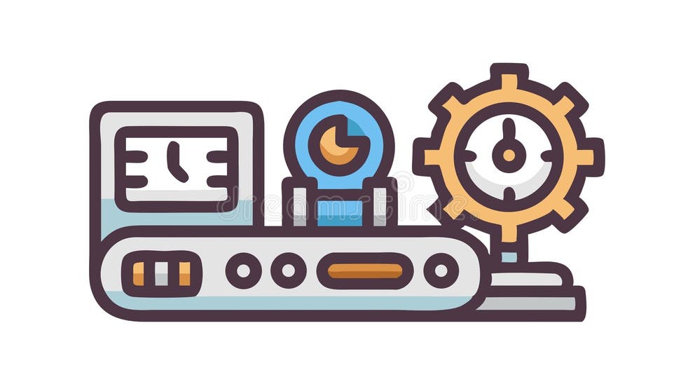 Industrial Control Panel with Gears and Buttons, Automation, Vector ...