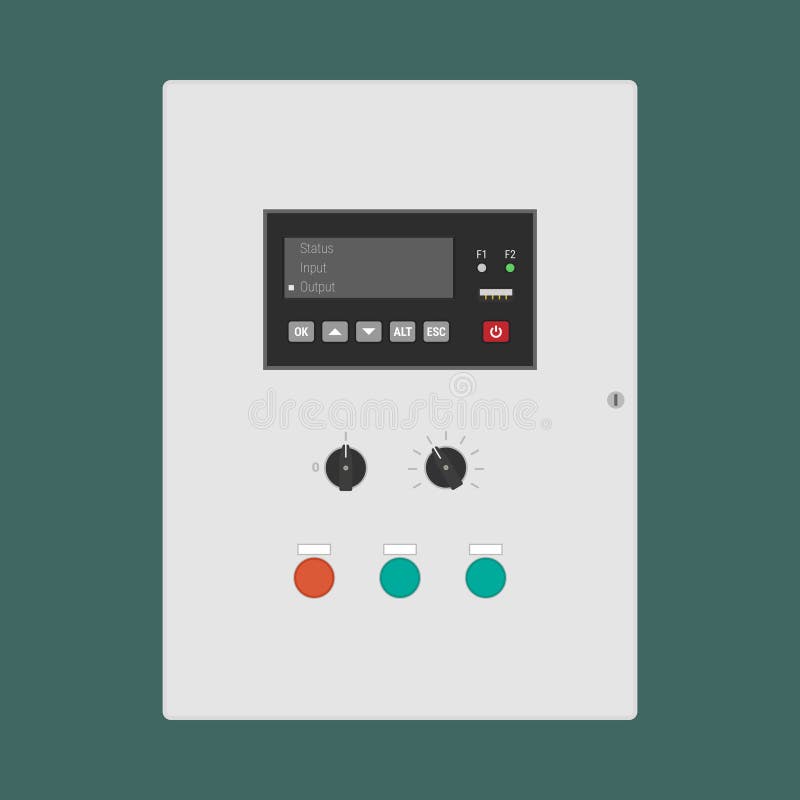 Industrial Control Panel with Programmable Logic Controller and Various ...