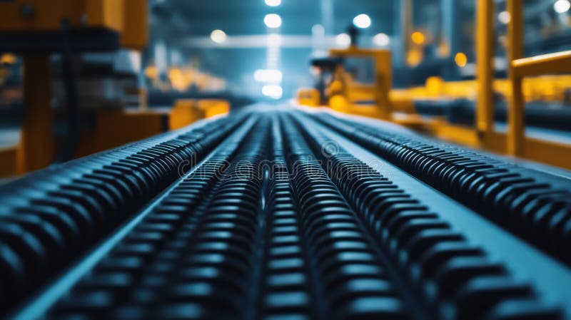 Industrial Conveyor Belt in Factory Setting Highlighting Manufacturing ...