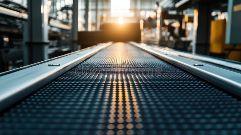 Industrial Sunset Conveyor Belt System Factory Stock Photos - Free ...