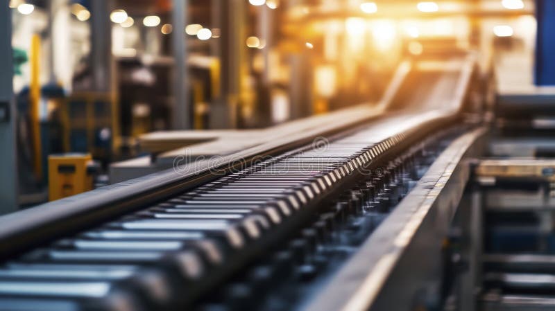 Industrial Conveyor Belt System in a Factory Setting Stock Illustration ...