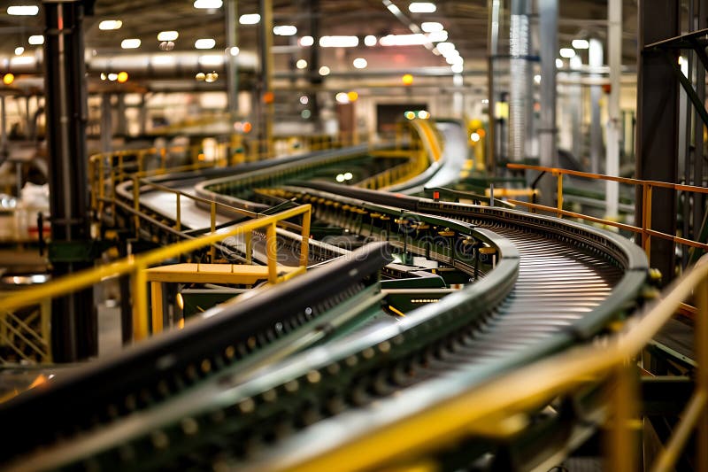 Industrial Conveyor Belt System in a Warehouse Stock Illustration ...