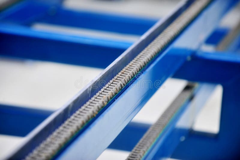 The Conveyor Chain, and Conveyor Belt is on Production Line. Stock ...