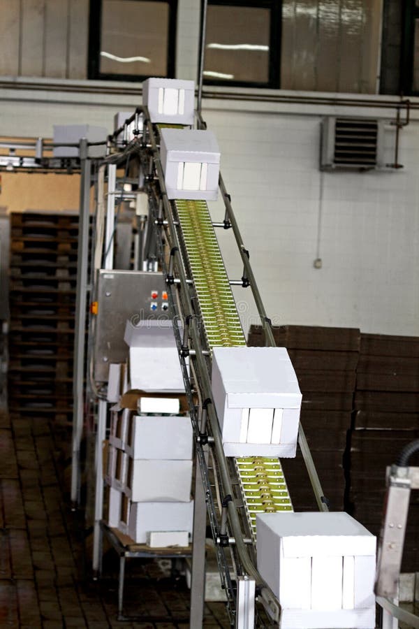 Industrial conveyor line, Industrial conveyor line transporting package