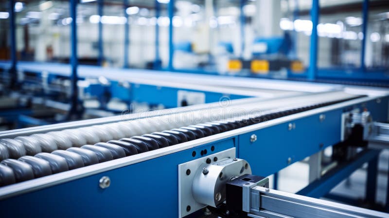 Industrial Conveyor System Moving Products Efficiently Stock ...