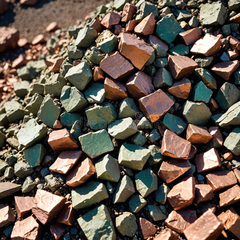 Industrial Copper Ore Pile Under Natural Sunlight Stock Illustration ...