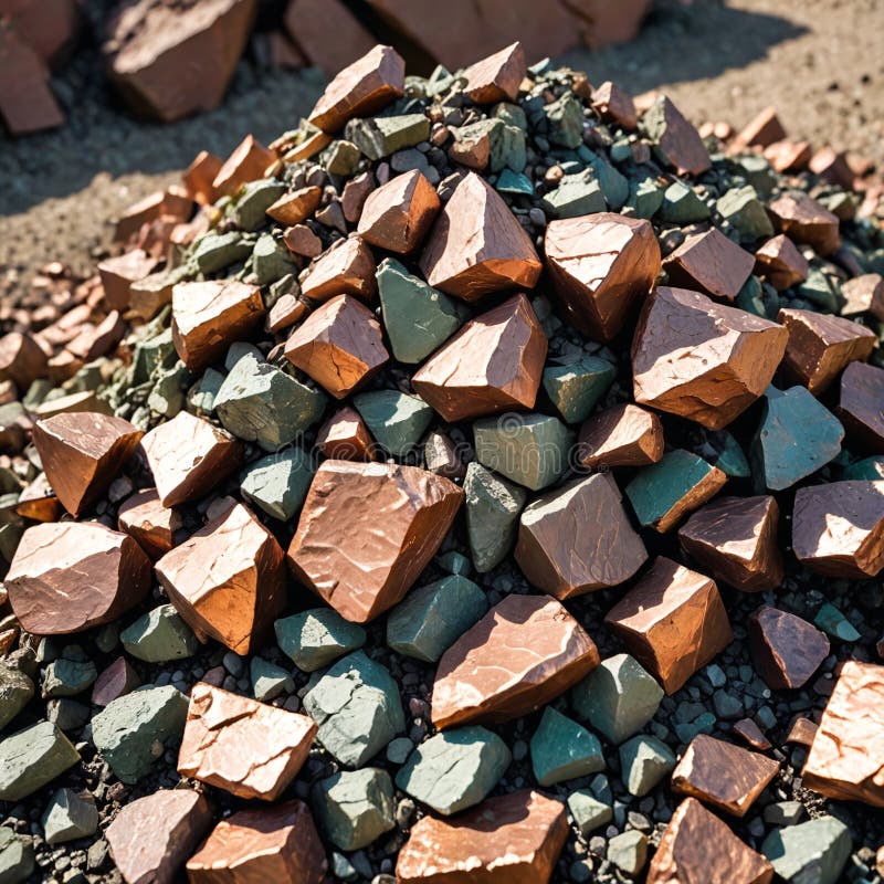 Industrial Copper Ore Pile Under Natural Sunlight Stock Illustration ...